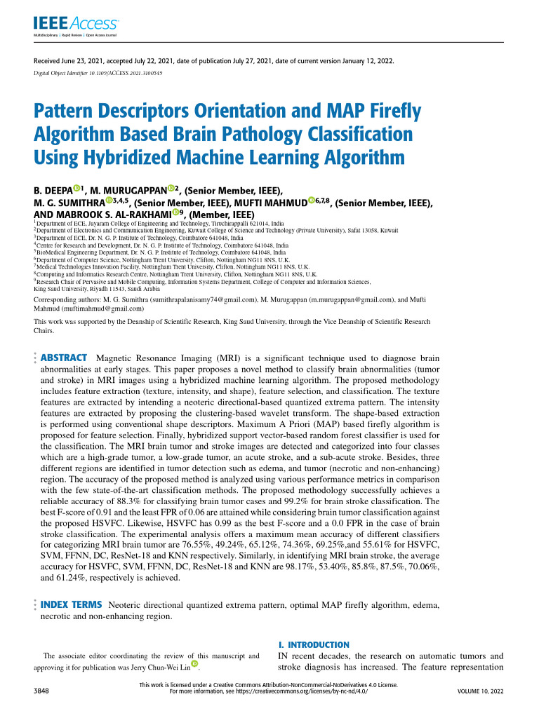 Pattern Descriptors Orientation and MAP Firefly Algorithm Based Brain Pathology Classification ...