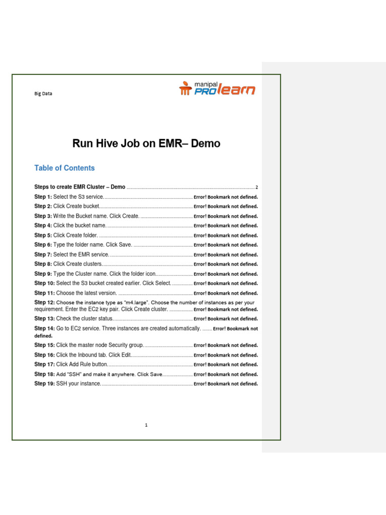 Run Word Count - Hive Job On EMR - V1 - Reviewed - Sks - Lab Guides ...