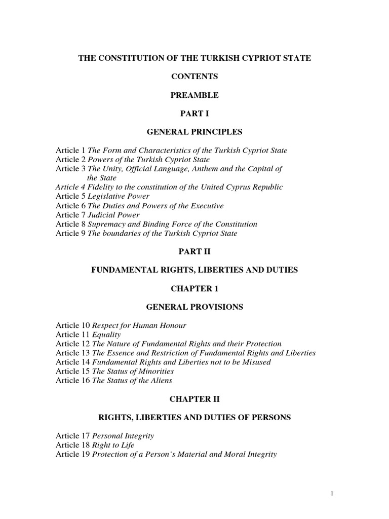 Constitution of The Turkish Cypriot State | PDF | Detention ...