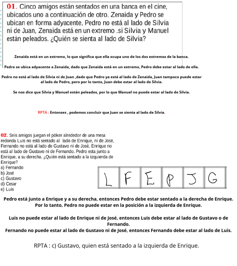 Zenaida está en un extremo, lo que significa que ella ocupa uno de los ...