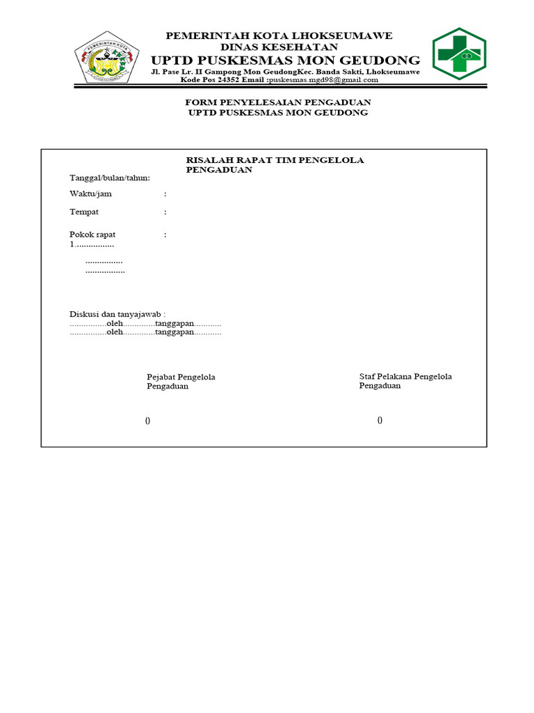 Form Penyelesaian Pengaduan | PDF