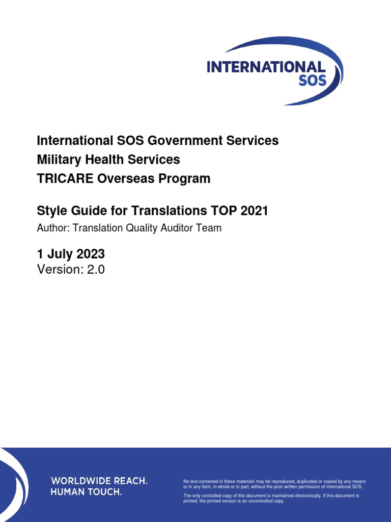STYLE GUIDE - v2.0 - Intl - SOS For TLD | PDF | Medical Record | Sic