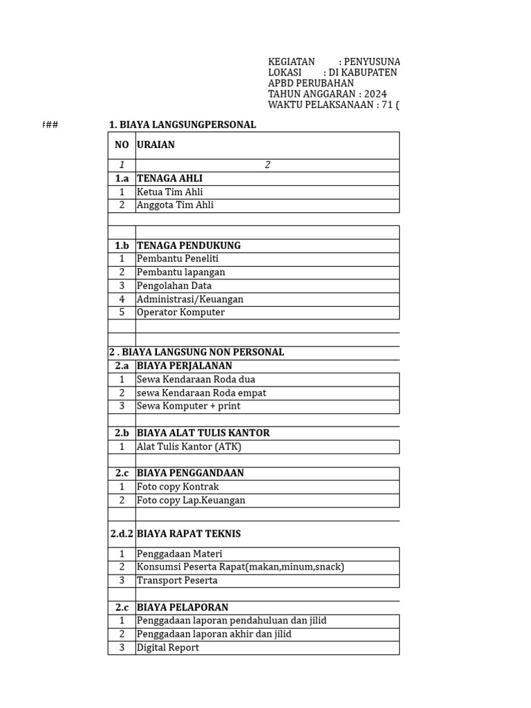 Contoh APBDes Format Excel | PDF | Metode & Bahan Ajar