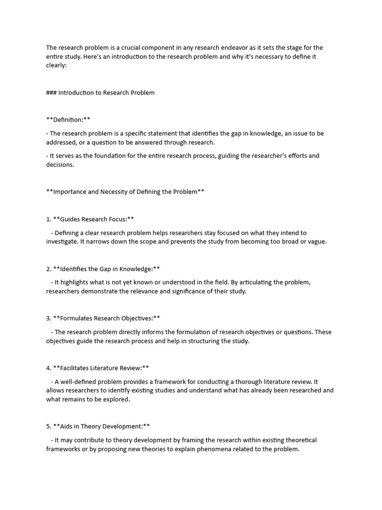 The Research Problem | PDF | Evaluation | Knowledge
