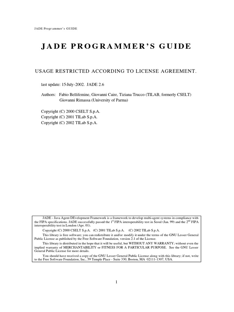 Jadeprogrammersguide | Download Free PDF | Method (Computer Programming) | Class (Computer ...