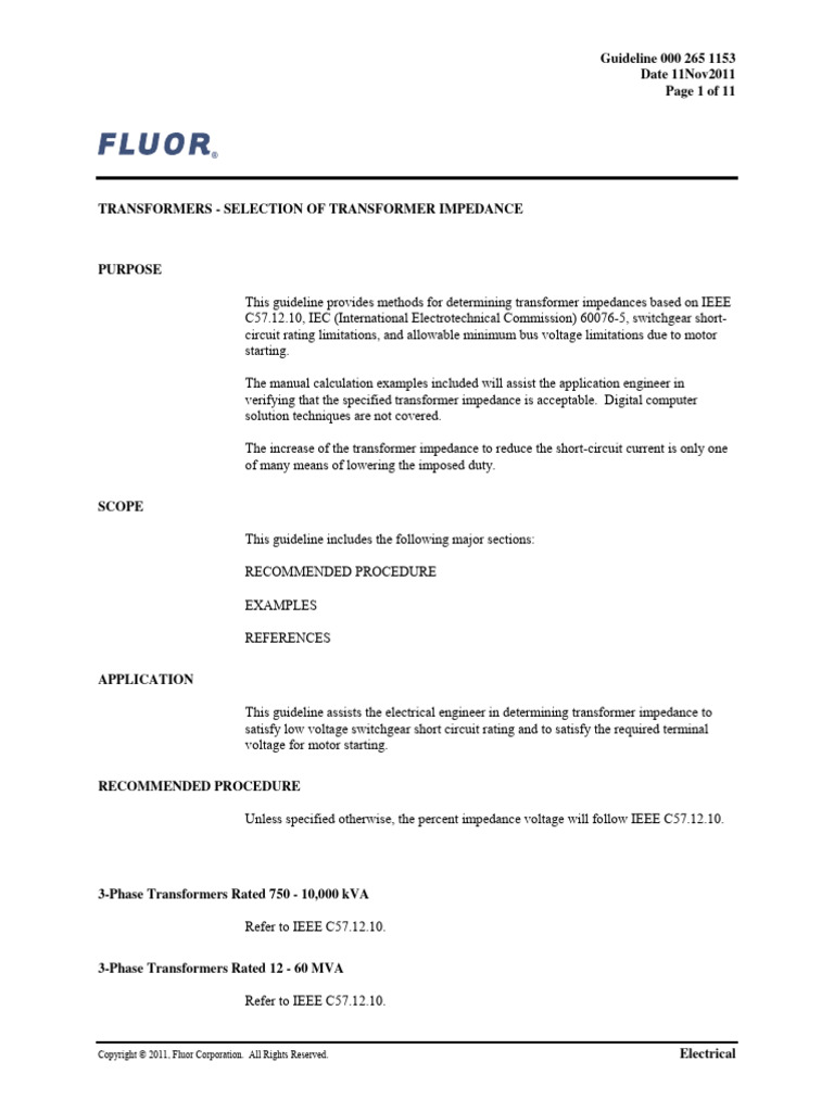 000.265.1153 Transformers - Selection of Transformer Impedance | PDF | Transformer | Electrical ...