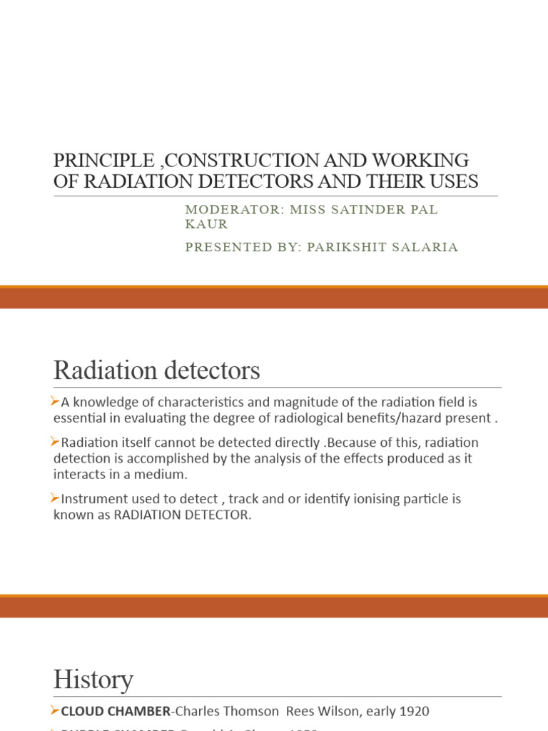 RADIATION DETECTORS-parikshit | PDF | Neutron | Physical Sciences