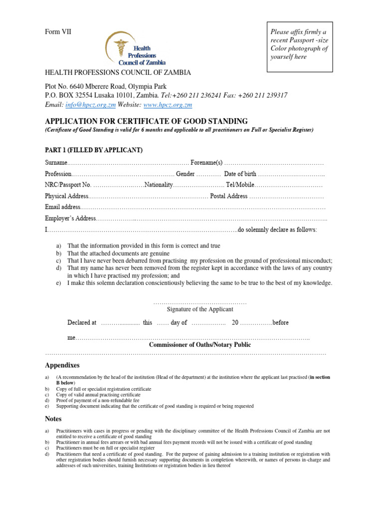 Application for Certificate of Good Standing | PDF | Notary Public