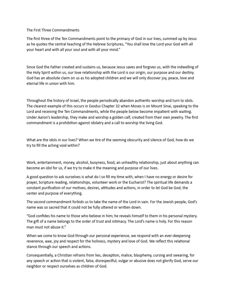 Lesson 11 The First Three Commandments | PDF | Ten Commandments ...