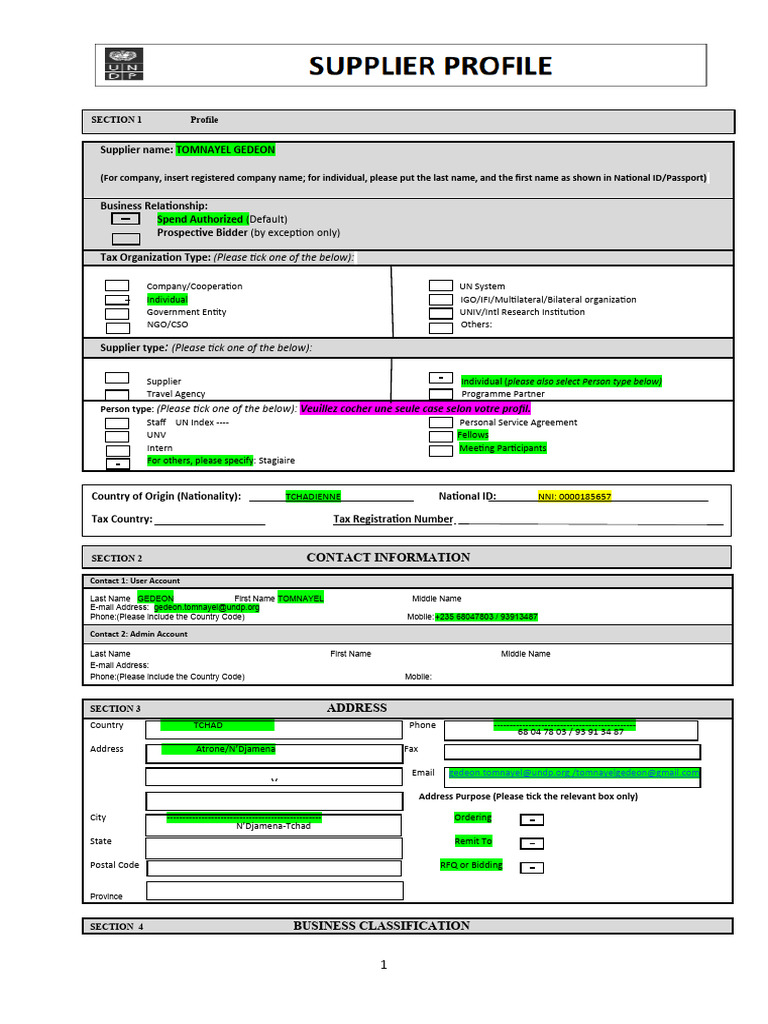 MODELE FORMULAIRE VENDOR INDIVIDUAL | PDF | Cheque | Banking