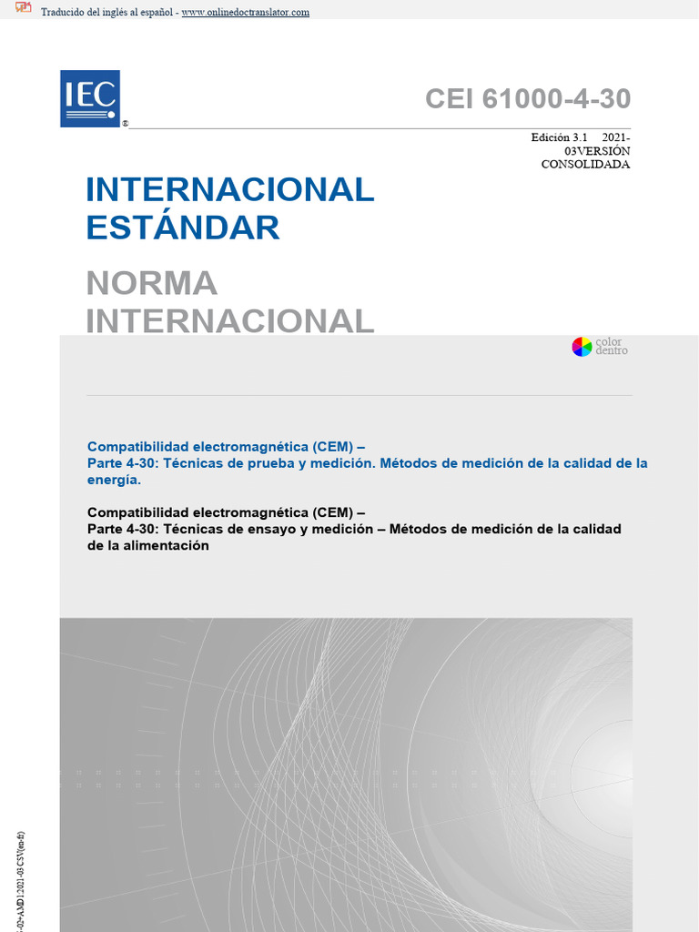 IEC 61000 4 30 2021 03.en - Es | PDF | Comisión Electrotécnica Internacional | Medición