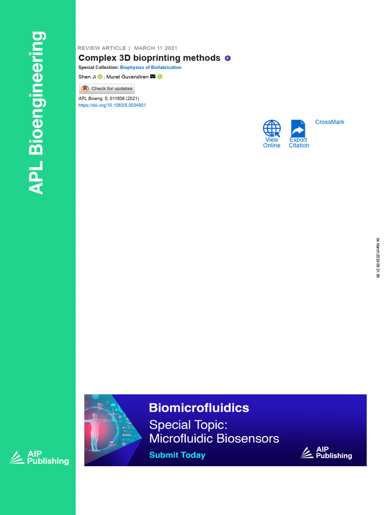 Complex 3D Bioprinting Methods | PDF | Biology