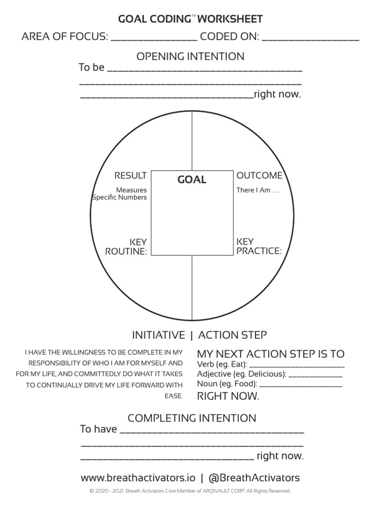 Goal - Coding - Worksheet Form | PDF | Finance & Money Management