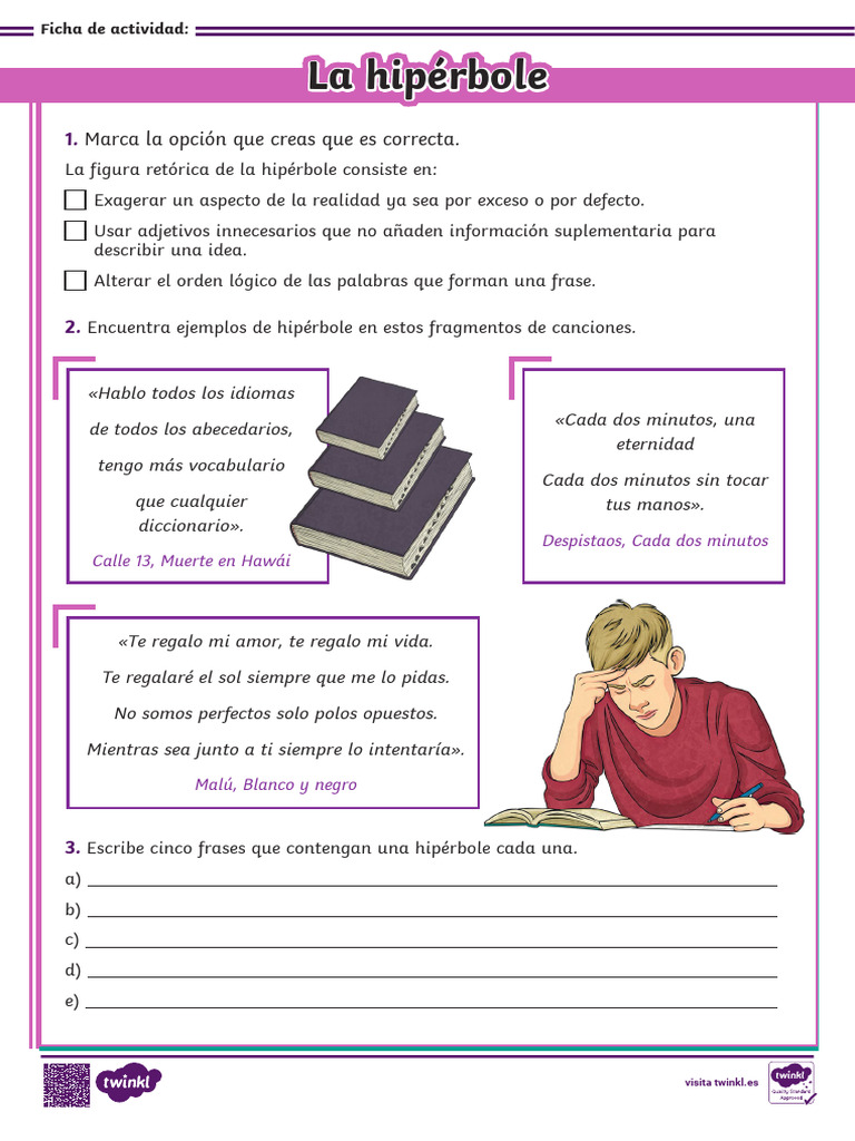 Ejemplos y ejercicios de hipérbole | PDF | Poesía