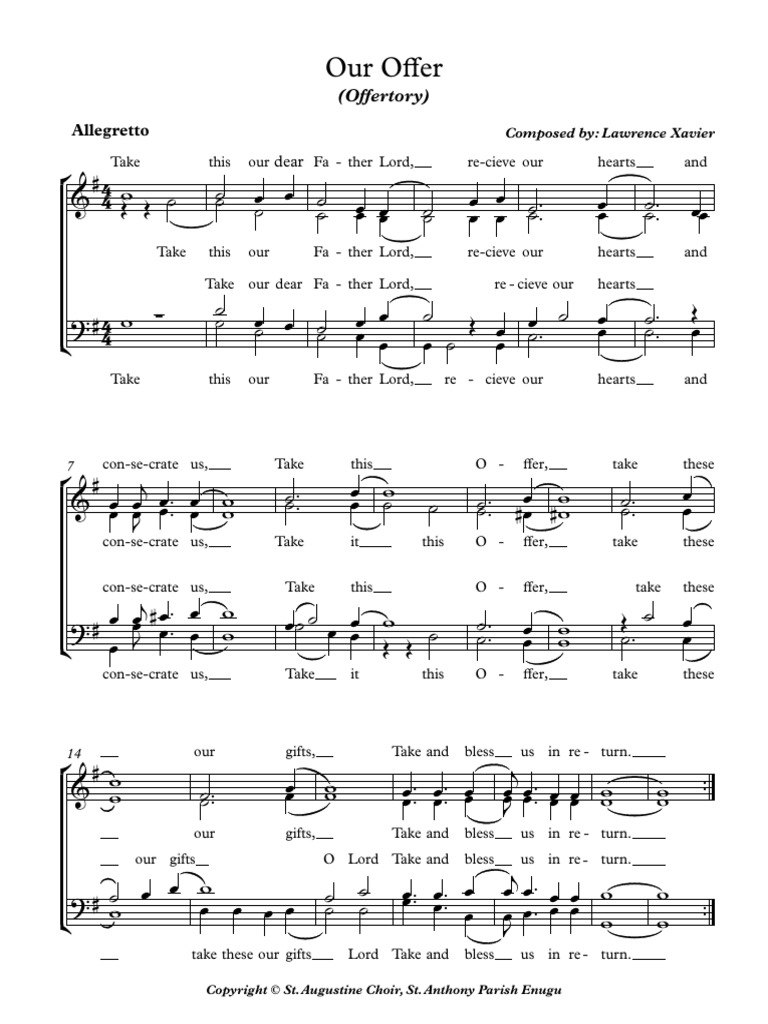 Our Offer (Take and Bless Us in Return) - Lawrence Xavier | PDF