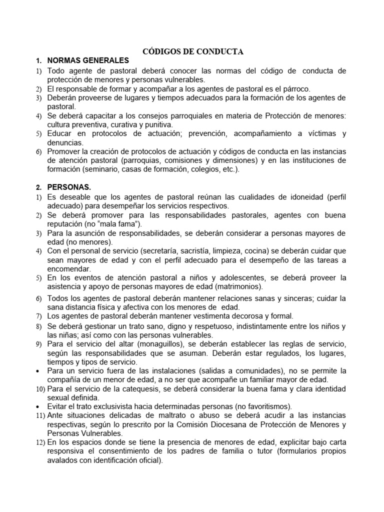Códigos de Conducta | PDF | Menor (ley)