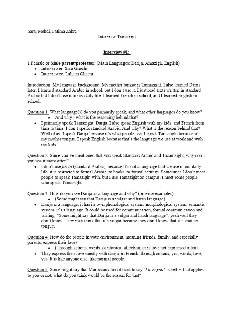 Interview Transcript PSY Sexuality and Gender Final Paper | PDF ...