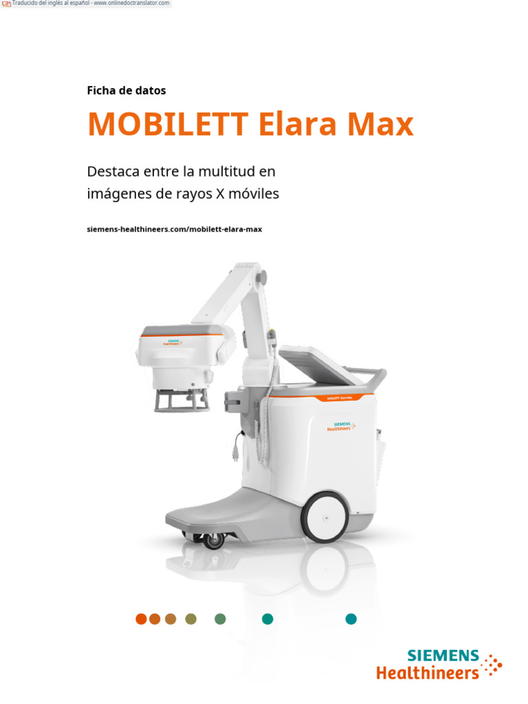 Especificaciones MOBILETT Elara Max | PDF | Cambiar | Rayo X