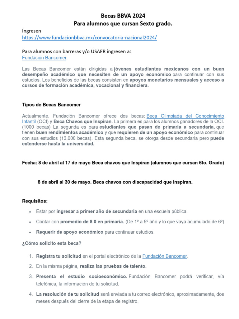 BECA BBVA 2024 | PDF