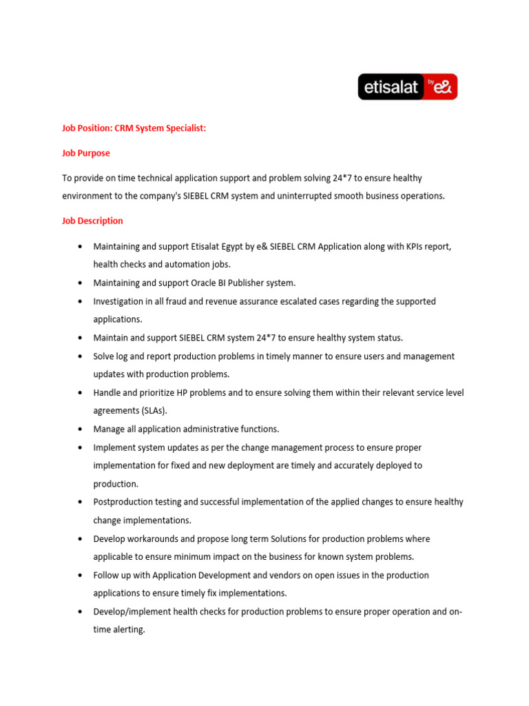CRM System Specialist | PDF