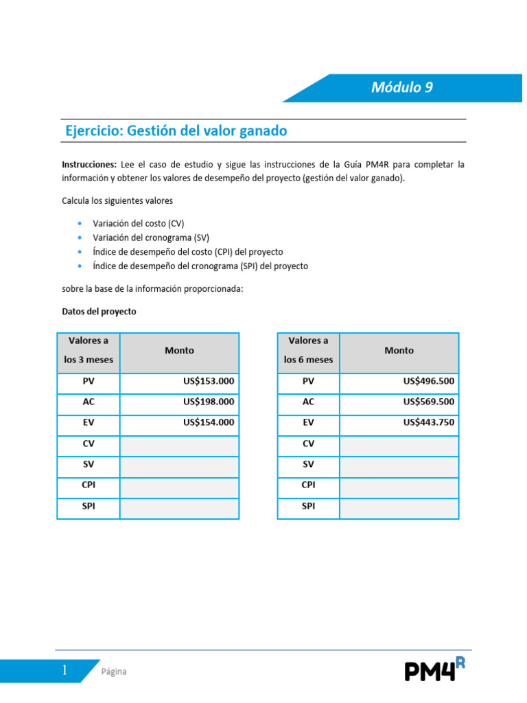 Module 9 Earned Value Exercise Instructions Bolivia | PDF