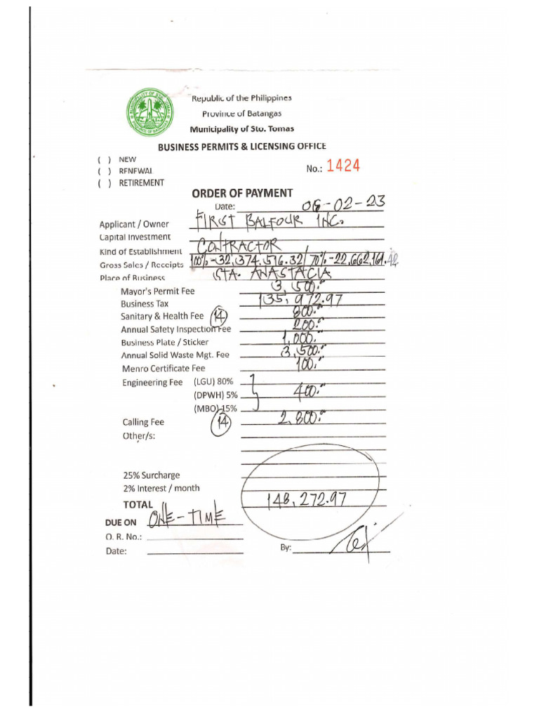 Santo Tomas Order of Payment | PDF