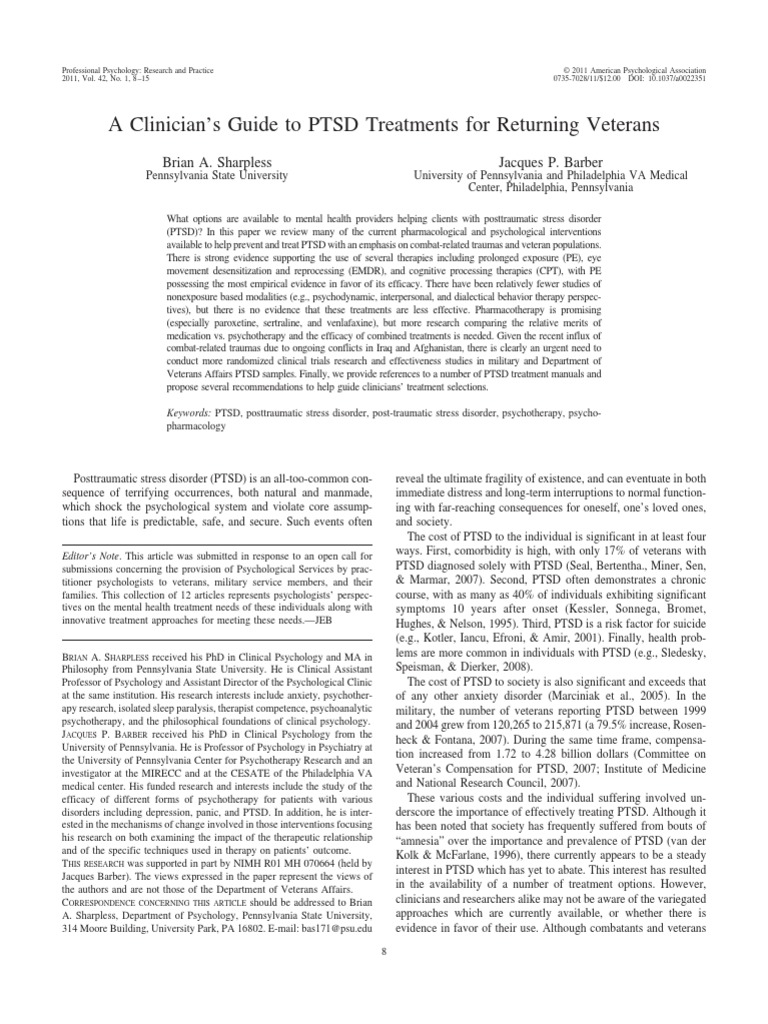 A Clinician's Guide To PTSD Treatments For Returning Veterans | PDF ...