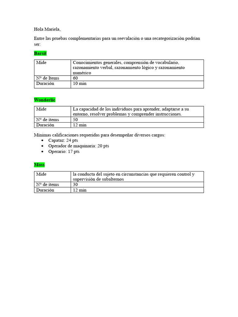 Pruebas Complementarias | PDF