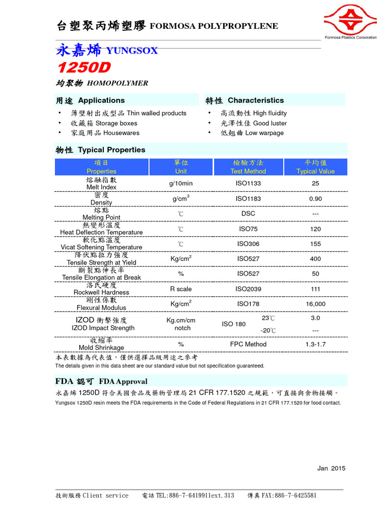 Yungsox: Formosa Polypropylene | PDF