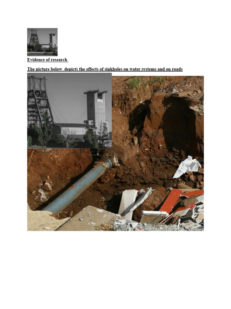 Evidence of Research The Picture Below Depicts The Effects of Sinkholes ...