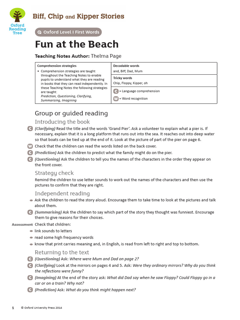 Fun at the Beach | PDF | Reading Comprehension | Cognitive Science