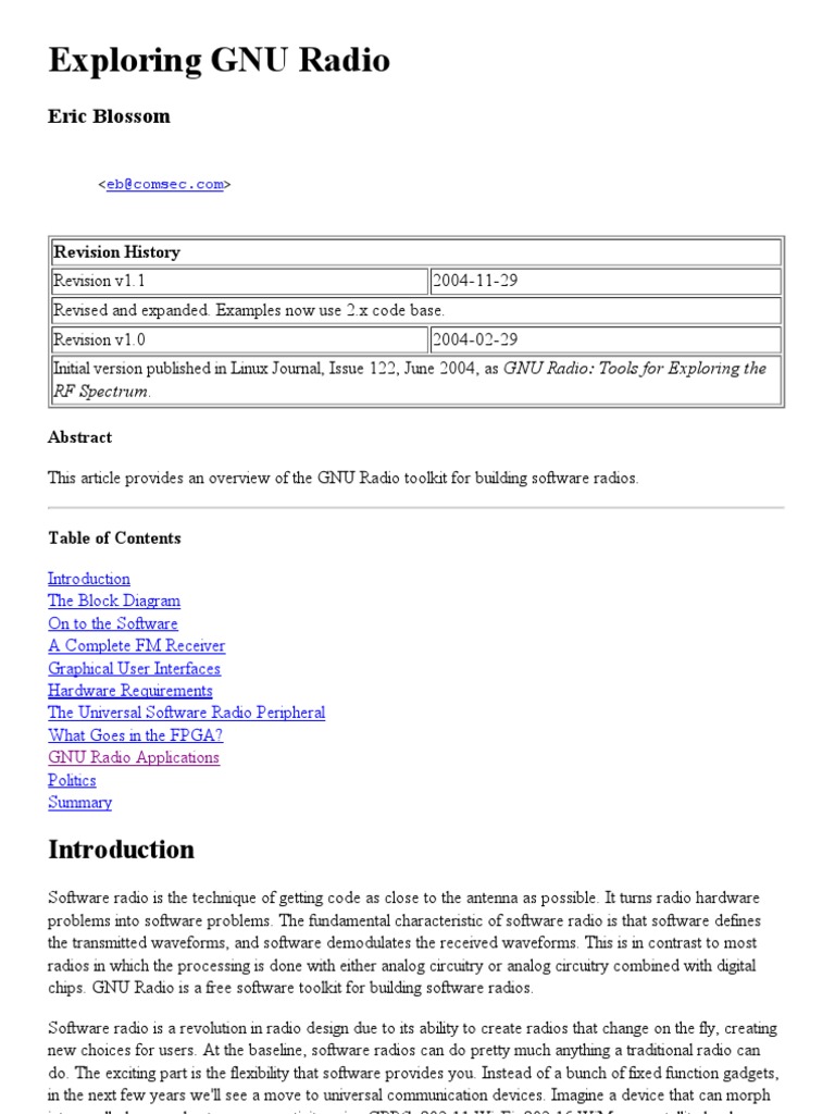 Exploring Gnu Radio Pdf Software Defined Radio Radio 3765