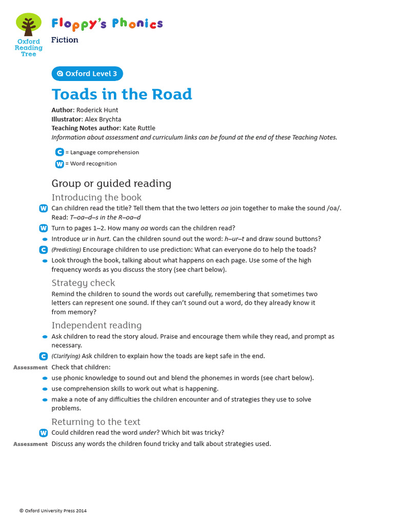 Toads in The Road | PDF | Reading Comprehension | Behavior Modification