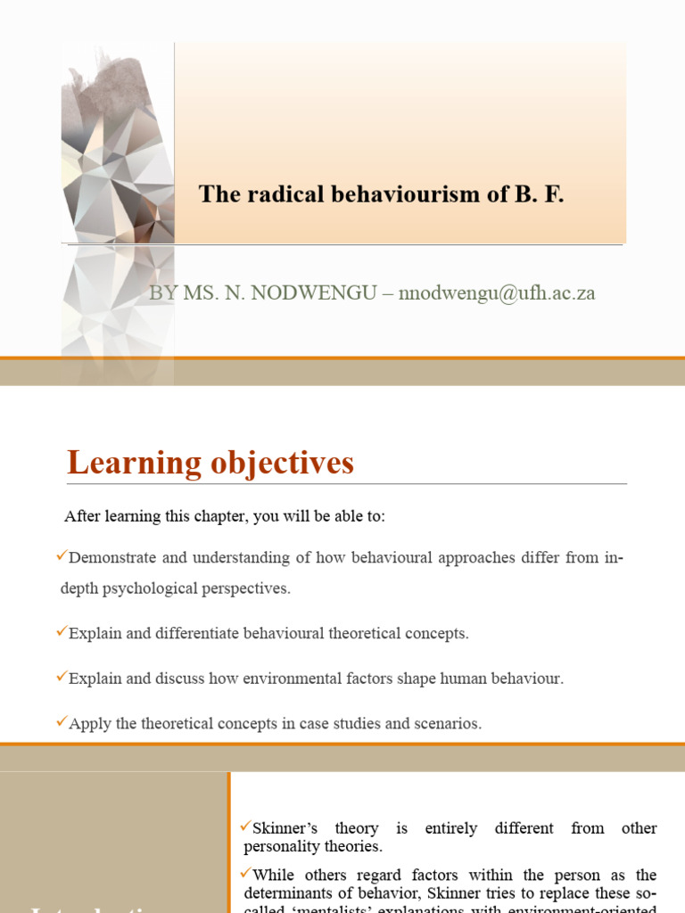 Skinner's Radical Behaviorism Explained | PDF | Reinforcement ...