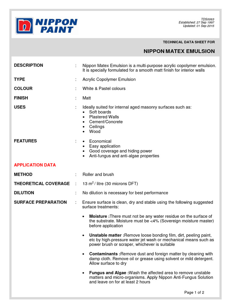 Matex-Emulsion-TDS | PDF | Building Materials | Materials