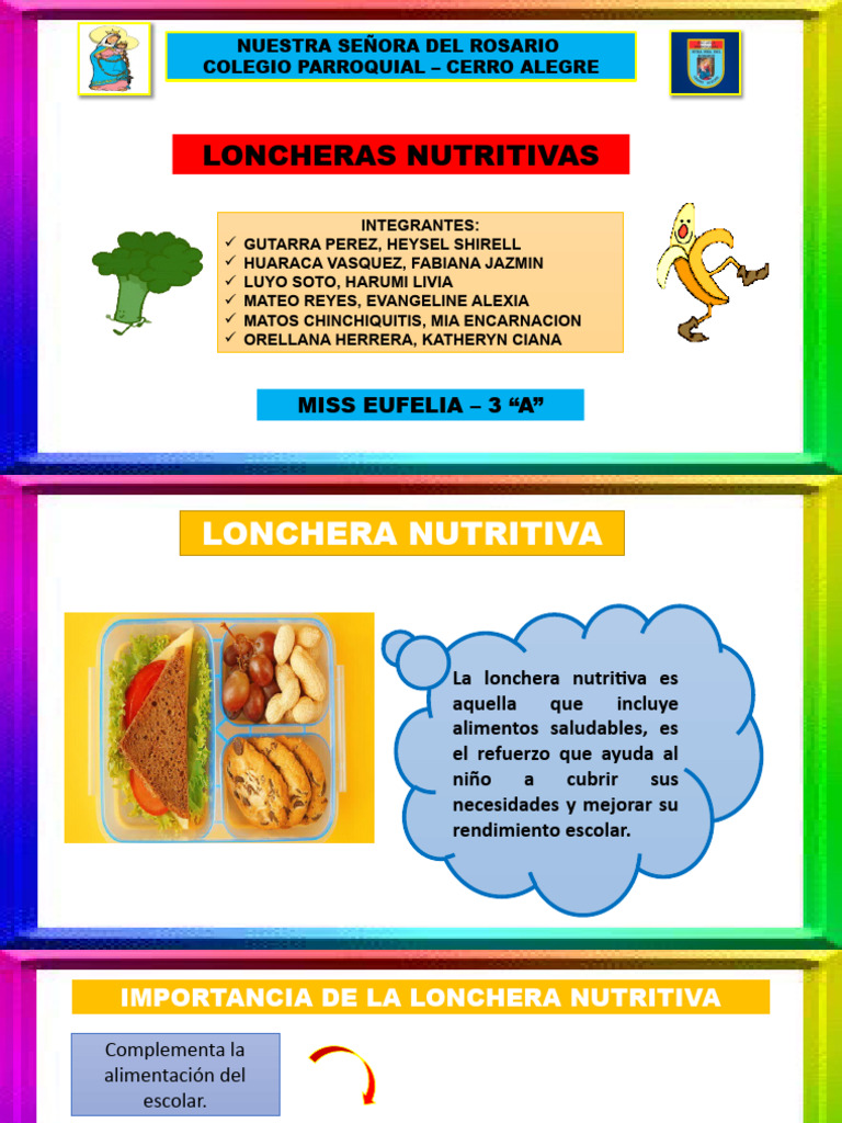 Loncheras Nutritivas para Niños Escolarizados | PDF | Alimentos | Fruta