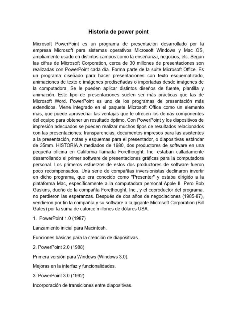 Historia de Power Point | Descargar gratis PDF | Microsoft PowerPoint ...