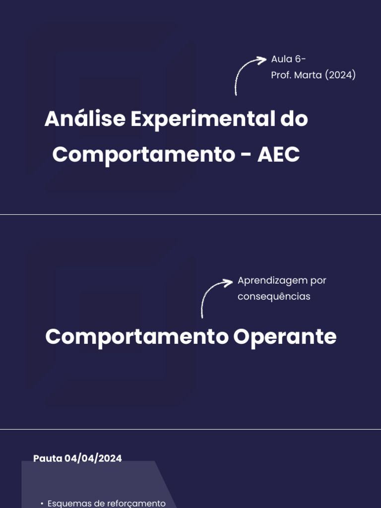 Aula - 5 - AEC - Comportamento Operante | PDF | Comportamento | Tempo
