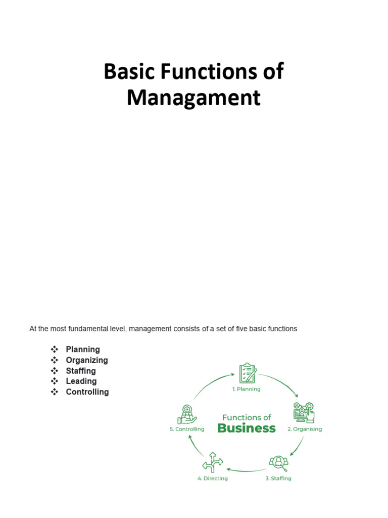 Basic Functions of Management PDF | PDF | Human Resources | Goal