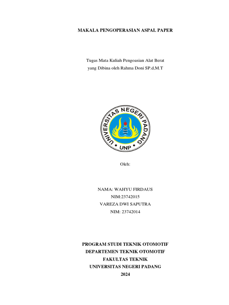 Pengoperasian Alat Aspal Paver | PDF | Komputer