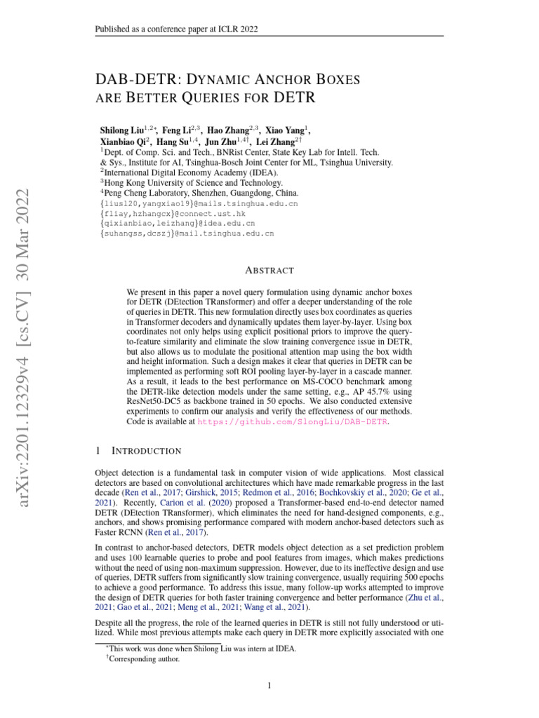 Dab-Detr Dynamic Anchor Boxes | PDF | Deep Learning | Artificial Intelligence