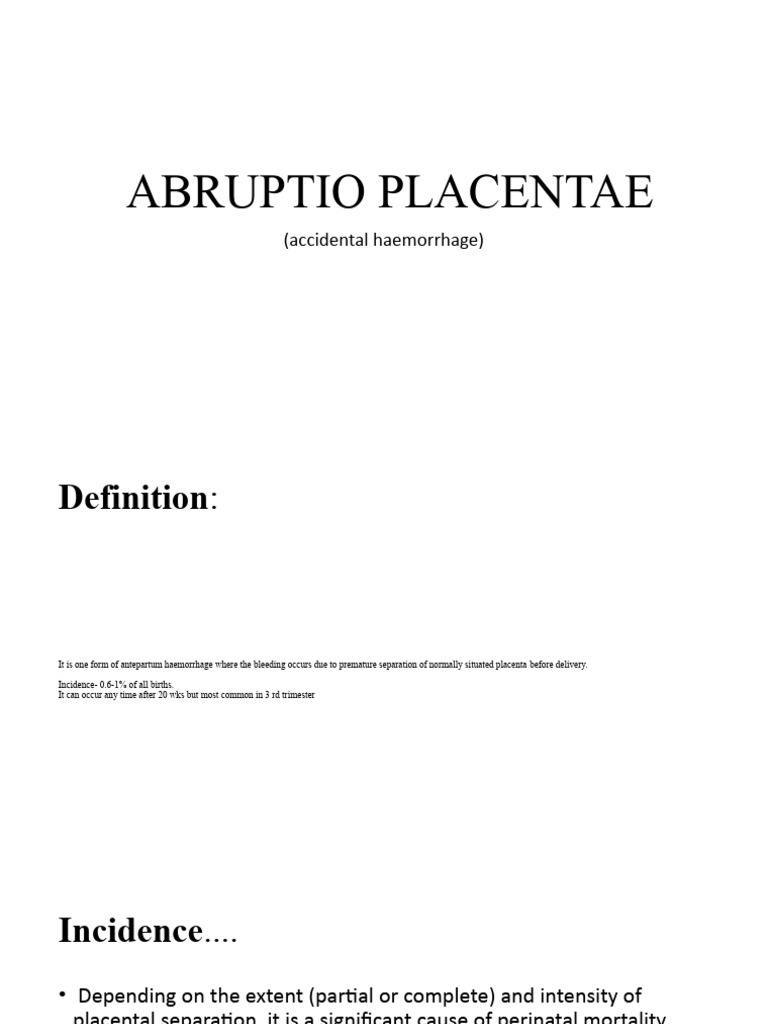 Understanding Abruptio Placentae Risks | PDF | Placenta | Diseases And ...