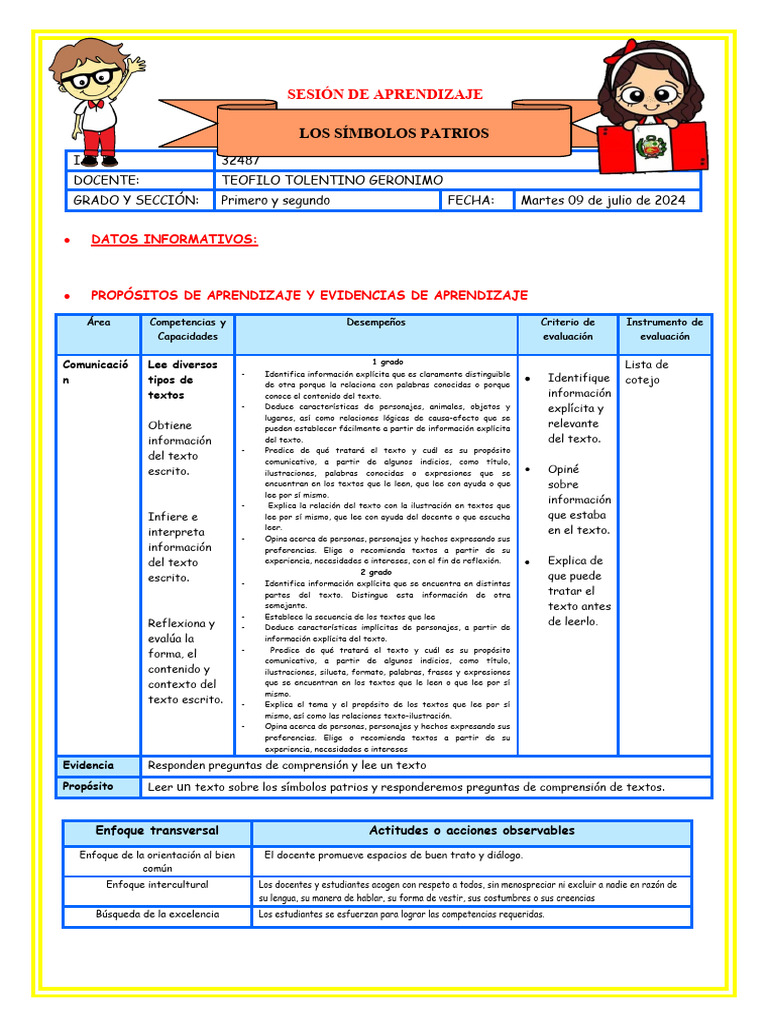 Sesión Plan Lector Com 09 | PDF | Evaluación | Aprendizaje