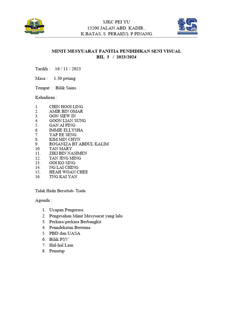 2023-PSV-MINIT MESYUARAT KALI Ketiga | PDF | Karier & Perkembangan
