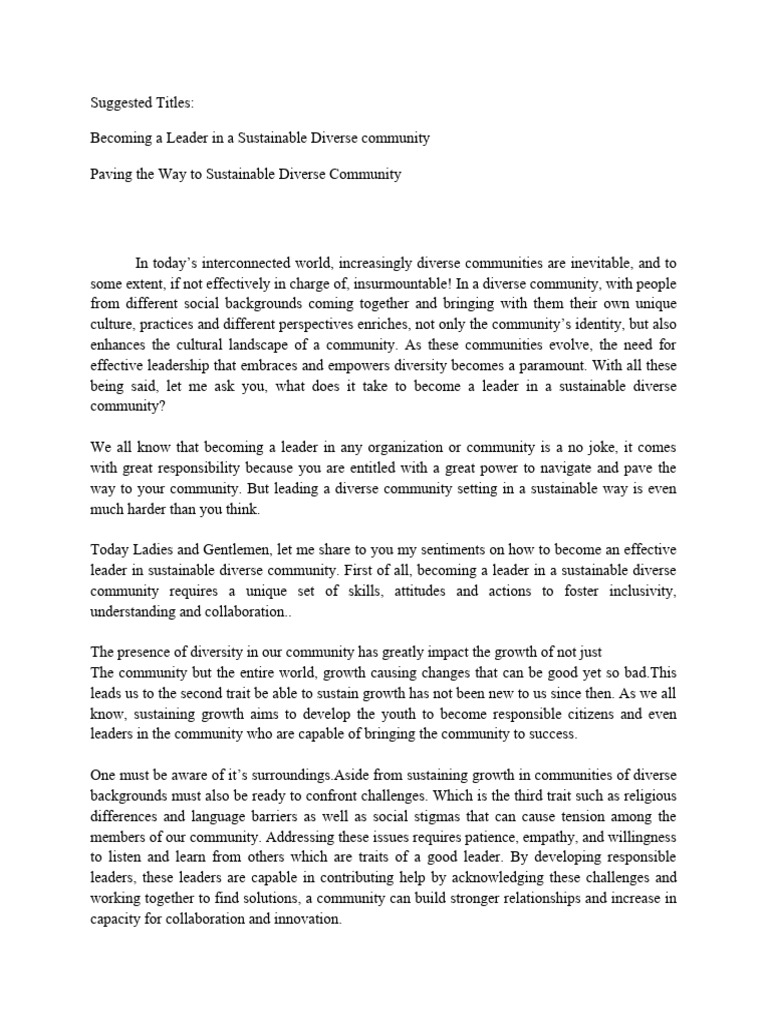 Oration Piece | PDF | Community | Social Psychology