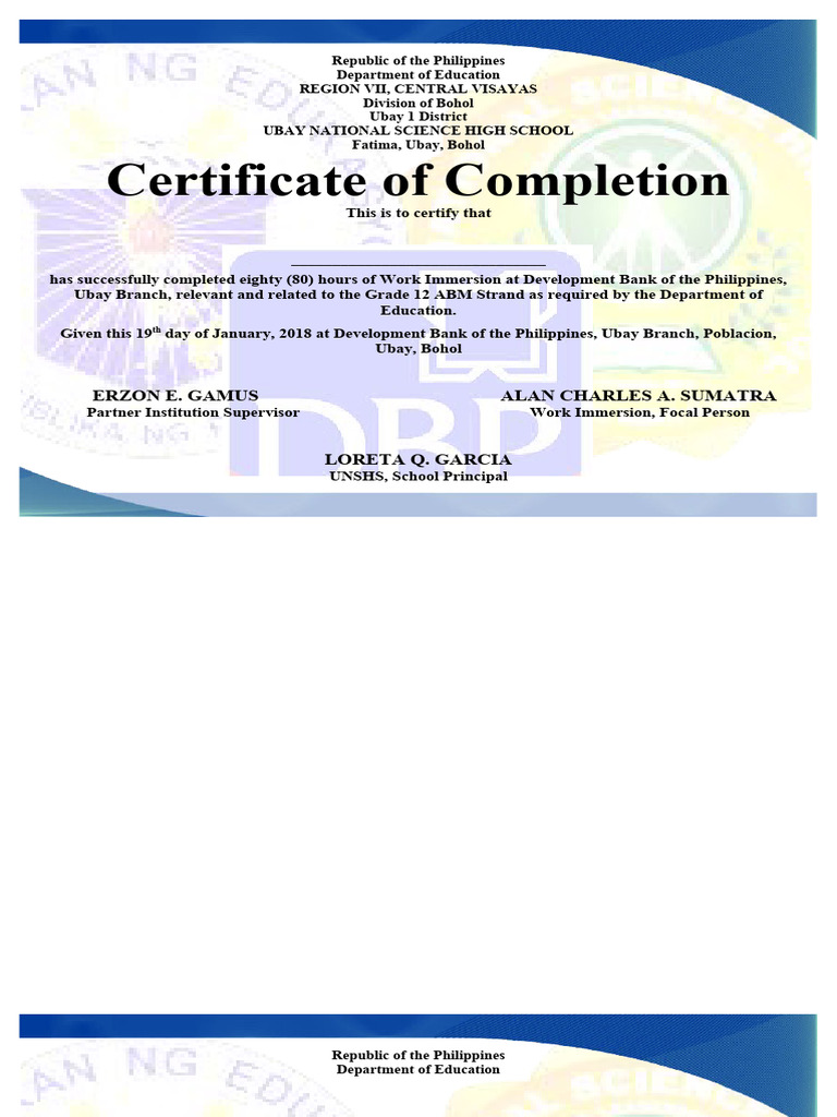 Certificate of Completion | PDF | Schools | High Schools And Secondary ...