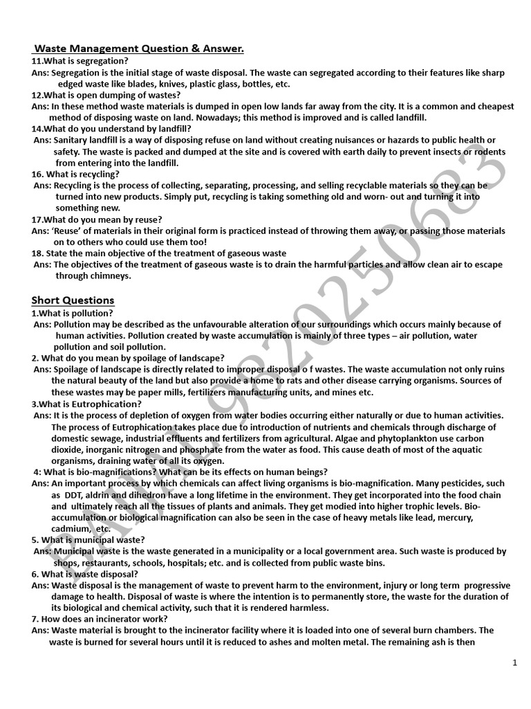Waste Management Q&A Guide | PDF | Waste | Recycling