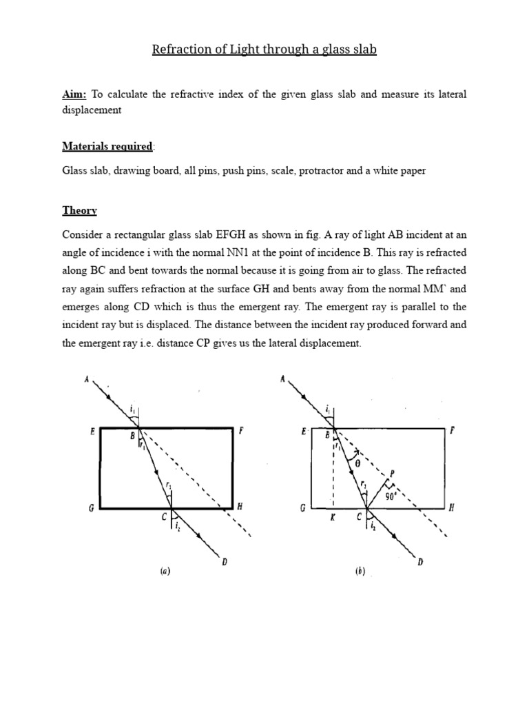 Refraction of Light Through Slab | PDF | Refraction | Refractive Index