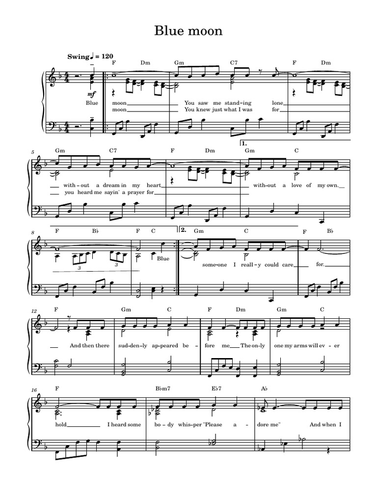 Blue Moon Lead Sheet PDF | PDF