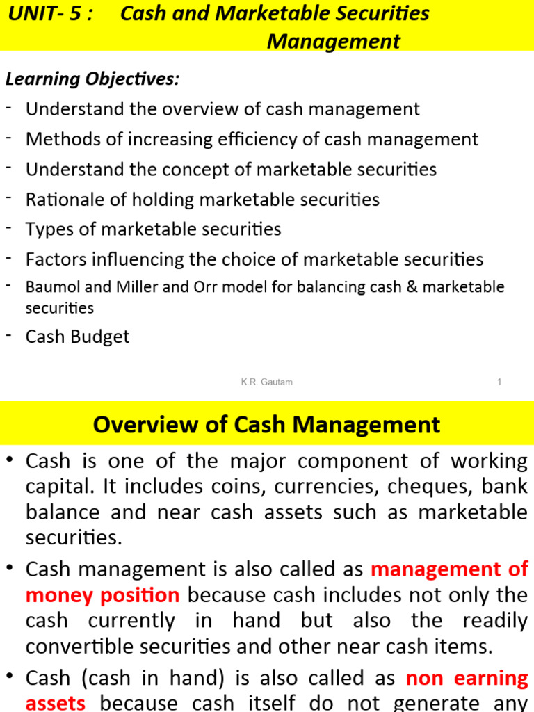Cash Management | PDF | Repurchase Agreement | Float (Money Supply)